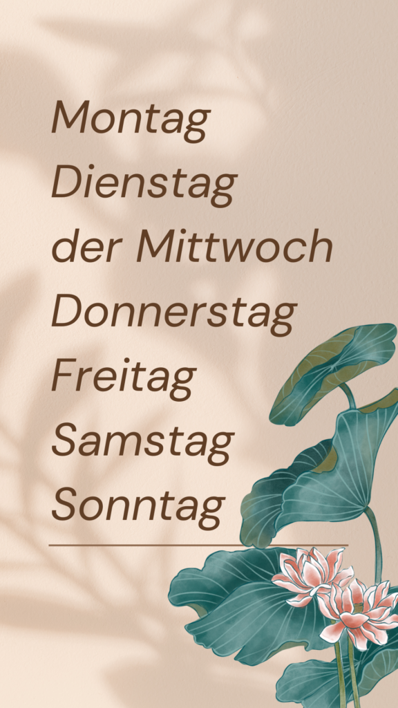 Days of the week in German - Tage der Woche